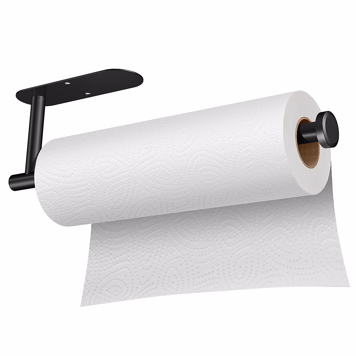 RIWUCT Paper Towel Holder, 【Never Breaking】 Stainless Steel Under Cabinet Paper Towel Holder Wall Mount, 【Easily Install】 Drilling or Adhesive Paper Towel Roll Holder for Kitchen, Bathroom-Black
