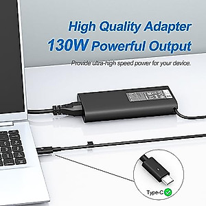 130W Dell Laptop Charger USB C Replacement for Dell XPS 15 17 2in1 9520 9530 9575 9500 9700 Precision 5530 2in1 3550 3551 3560 5550 5750 Latitude 7410 7310 7210 9510 5420 Dell USB C Charger Power Cord