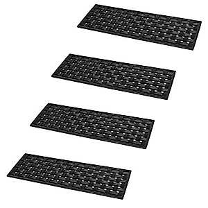 BirdRock Home Rubber Stair treads for Outdoors | Basket Weave Design | 9" x 30" | 4 Pack | Beautifully Designed Stair mats | Outdoor Stair treads Non-Slip Weather Resistant