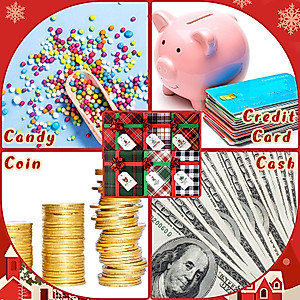 Gersoniel 12 Pieces Christmas Gift Card Box Buffalo Plaid Present Card Holder with Red Bow Present Boxes Mini Favor Boxes for Christmas Holiday Baby Shower Birthday Party Supplies