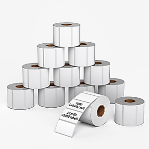 OausTect 2.25" X 1.25" Thermal Label, Perforated Sticker for Barcode and FBA Address, Adhesive Shipping Label, Compatible with Rollo and Zebra Desktop Printers, 12 Rolls, 12000 Labels