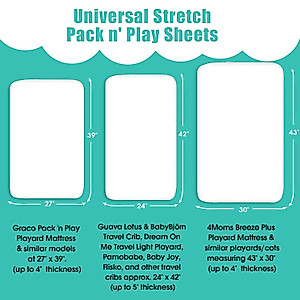 Pack n Play Stretchy Fitted Pack n Play Playard Sheet Set BROLEX 2 Pack Portable Mini Crib Sheets,Convertible Playard Mattress Cover,Ultra Soft Material，Elephant & Whale