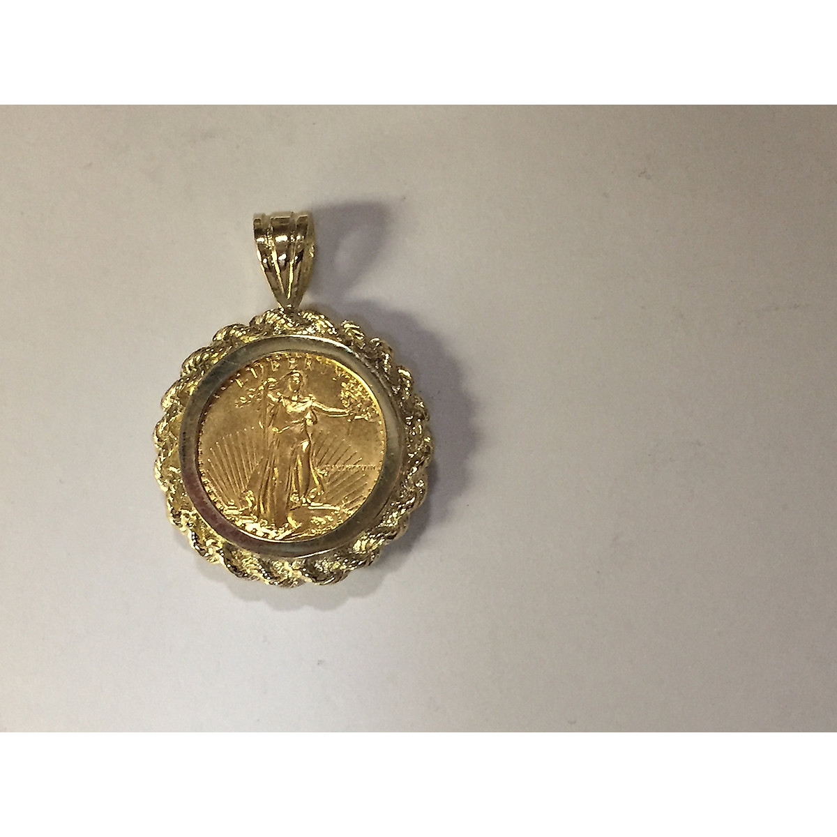 TEX 14k Tri-Color Gold Pendant, 1/10oz US Lady Liberty Coin, Approx 6.2g