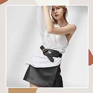 FIORETTO Dress Belts for Women, Wide Black Elastic Belt, Fashion Cinch Belt, Leather Ladies Waist Belts