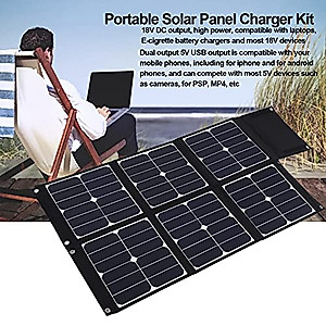 80W Solar Panel, Weather Resistance 18V DC Output Solar Panel Charger Kit Portable Charge Faster for Sunny Conditions