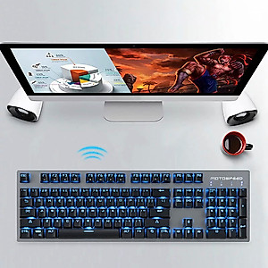 MOTOSPEED 2.4GHz Wireless/USB Wired Mechanical Keyboard 104Keys Led Backlit Blue Switches Gaming Keyboard for Gaming and Typing,Compatible for Mac/PC/Laptop