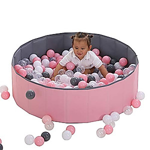 LimitlessFunN Kids Ball Pit Foldable Double Layer Oxford Cloth Play Ball Pool with Storage Bag (Balls Not Included) Playpen for Baby Toddlers (32 Inch, Small, Pink)