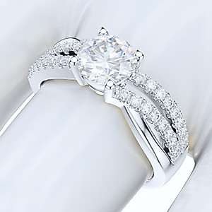 PRSTANI Sterling Silver Women's Crisscross Ring 1CT Simulated Round Brilliant Diamond Infinite Twisted Engagement Ring (4)