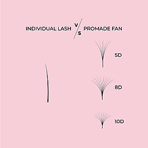 LLBA Promade Fans | Handmade Volume Eyelashes | Multi Selections From 3D To 16D | C CC D DD L M Curl | Thickness 0.03 ~ 0.1 mm | 8 - 20mm Length | Long Lasting | Easy Application (10D-0.03 D 12 mm)