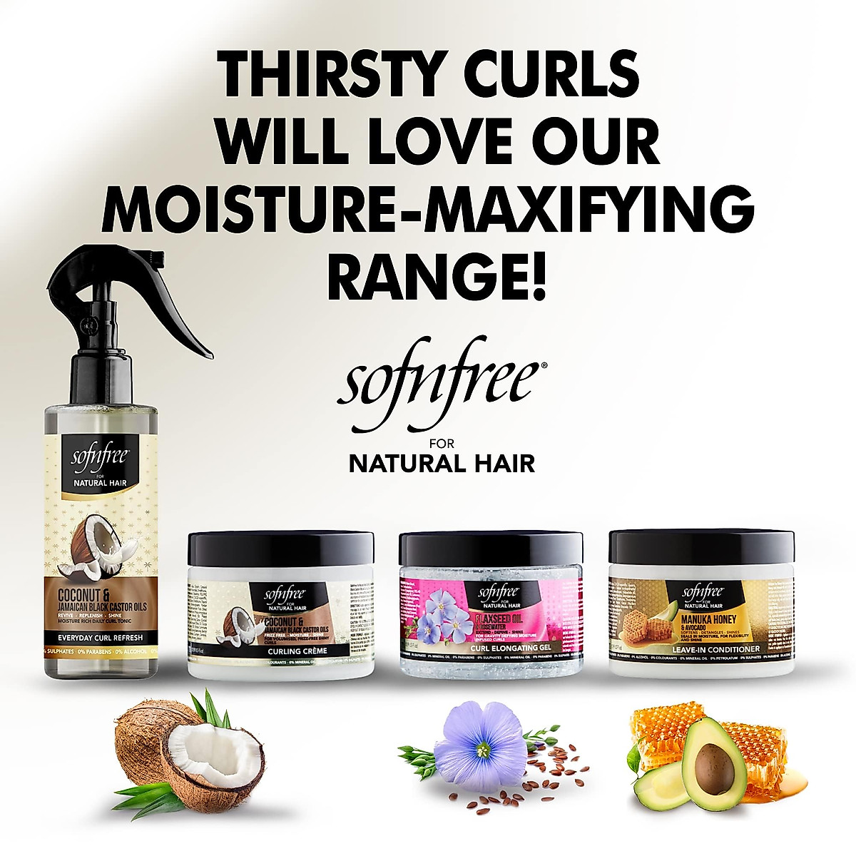 Sofn’free Leave-In Conditioner with Manuka Honey & Avocado Natural Hair Butter and Hair Moisturizer for Coily & Curly Hair - 11 Fl Oz (Pack of 1)