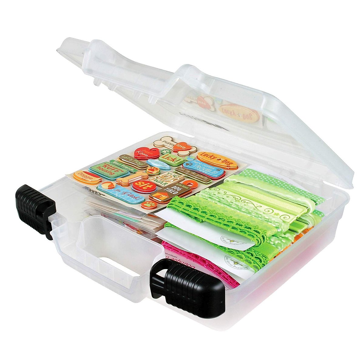 ArtBin 6972AB 10 inch Quick View Deep Base Carrying Case, Portable Art & Craft Organizer with Handle, [1] Plastic Storage Case, Translucent