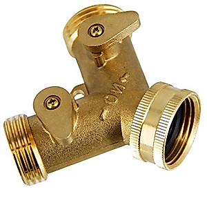 ATDAWN 2 Way Brass Hose Splitter, 3/4" Brass Hose Connectors, Y Connector Garden Hose Adapter, 2 Pack