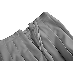 EXCHIC Women's High Waist Pleated Skater School Tennis Skirts (Gray, S)