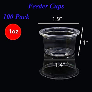 Fuongee Small Gecko Food and Water Cups Plastic Feeder Cups, 100 Pack Feeding Bowls for Gecko Lizard and Other Small Pet, Capacity 1 oz