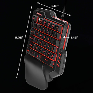ENHANCE Gaming Keypad One Handed Gaming Keyboard Mini Keyboard - 7 Color LED Backlit, Programmable Keys, Ergonomic Wrist Pad and Braided USB Cable - Small Gaming Keyboard Great for FPS Games