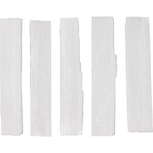 CircuitOffice 5 Piece Selenite Sticks 3-4", for Wicca, Reiki, Healing, Metaphysical, Chakra, Positive Energy, Lucky Feng Shui, Meditation, Protection, Powers, Decoration or Gift