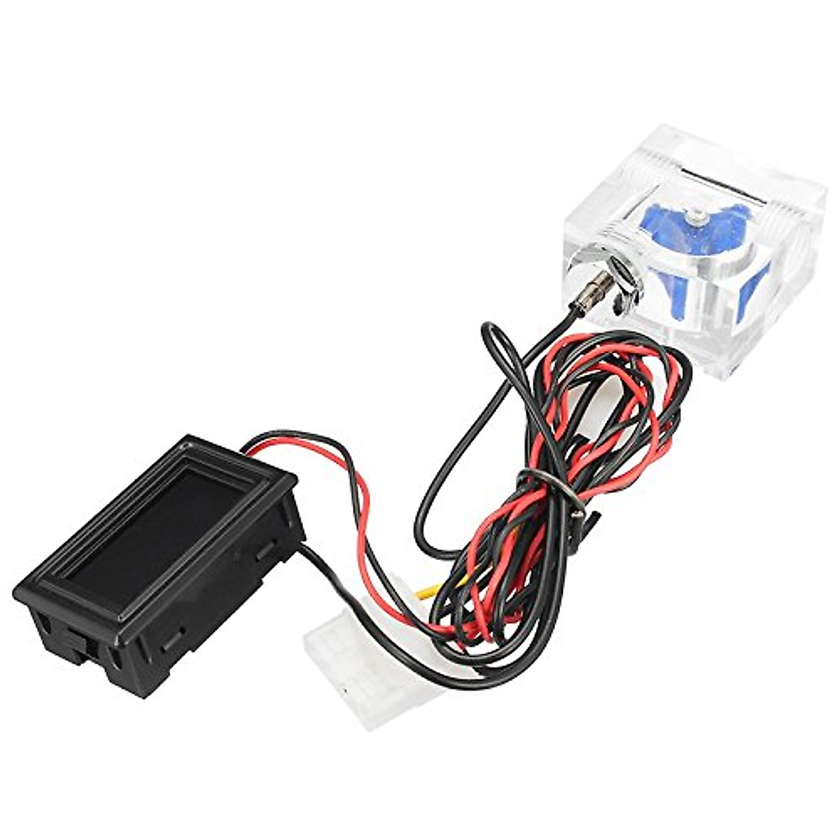 LED Thermometer 3 Way Flow Meter For Water Cooling Liquid Cooler System & 2 Barbs