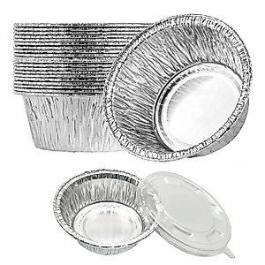 AIDUZETY 5" Foil Baking Pans with Lids - Perfect for Baking and Storing Food (30Pack)