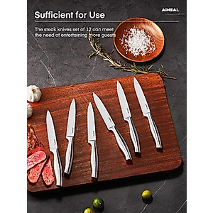 Aiheal Steak Knives, Stainless Steel Steak Knives Set of 12, Never Needs Sharpening Dinner Steak Knife Set, 4.5 Inch Sharp Micro Serrated Steak Knives