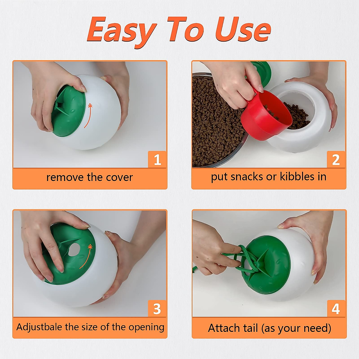 Salodal Interactive Dog Treat Dispenser Ball, 6.25'', 1.7L, Adjustable Food Leak Opening, for IQ Training & Slow Feeding, Large Dog Toy