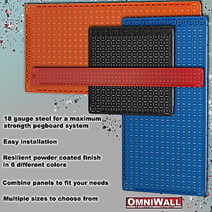 OmniWall 18 Gauge Galvanneal Metal Pegboard 16'' x 32'' OmniPanel (Includes Cleats) for Tools, Black (Black)