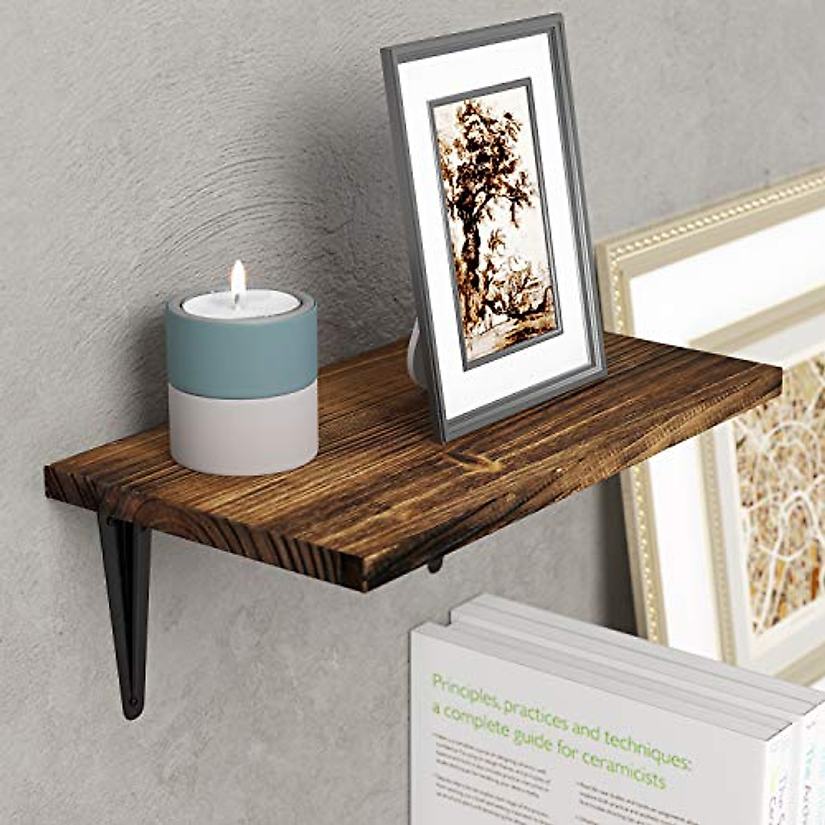 BAMFOX Floating Shelves Wall Mounted, Rustic Wood Wall Shelf for Bedroom, Bathroom, Living Room, Kitchen