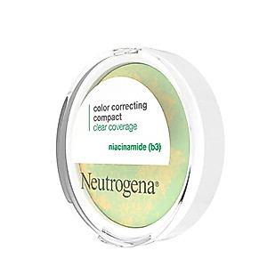 Neutrogena Clear Coverage Color Correcting Powder Makeup Compact, Mattifying CC Powder with Niacinamide & Green & Yellow Powders to Even Tone, Brighten, & Control Shine, Oil-Free, 0.38 oz