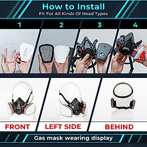 GZYZAMZ Respirator Mask With 6001 Filters Anti-fog Gas Masks Survival Nuclear and Chemical for Painting, Dust, Organic Vapors, Smoke Fumes, Asbestos, Welding, Spraying, Woodworking, Construction