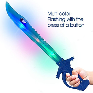 ArtCreativity Light Up Shark Sword for Kids (Set of 2) - 15 Inch Light Up Boy Toys with Flashing LED Lights, Toys for Boys 4-6 - Fun Play Swords Gifts for Kids - Elevate Your Kids Halloween Costume