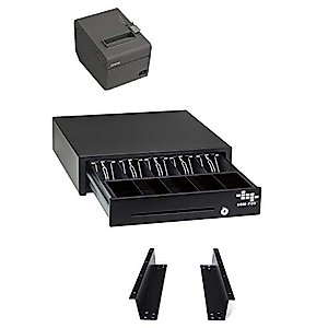 POS Hardware Bundle for Square - Cash Drawer, Mounting Brackets, Thermal Receipt Printer [Compatible with Square Stand and Square Register]