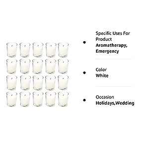 20 Pack Warm White Unscented Clear Glass Filled Votive Candles. Hand Poured Wax Candle Ideal Gifts for Aromatherapy Spa Weddings Birthdays Holidays Party (Warm White)