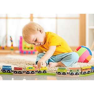 Wooden Train Cars - 12 Pack - A Kids Favorite Toy Train Set