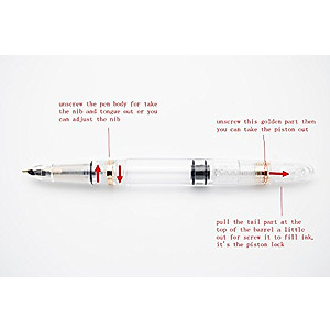 czxwyst 618 Toso Piston Fountain Pen (Transparent with Golden Clip)