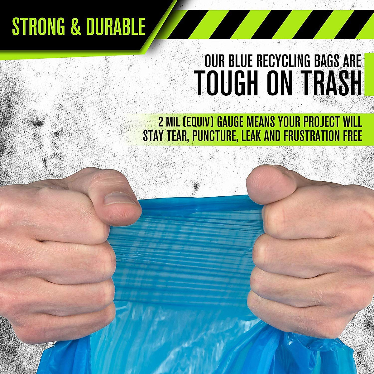 Aluf Plastics H-RBL65 65 Gallon Blue Trash Bags - (Pack of 50) - 2.0 MIL (Equivalent) - Garbage or Recycling Bags 50" x 68" - Large Plastic Can Liners - for Industrial, Home, Contractor, Recycling