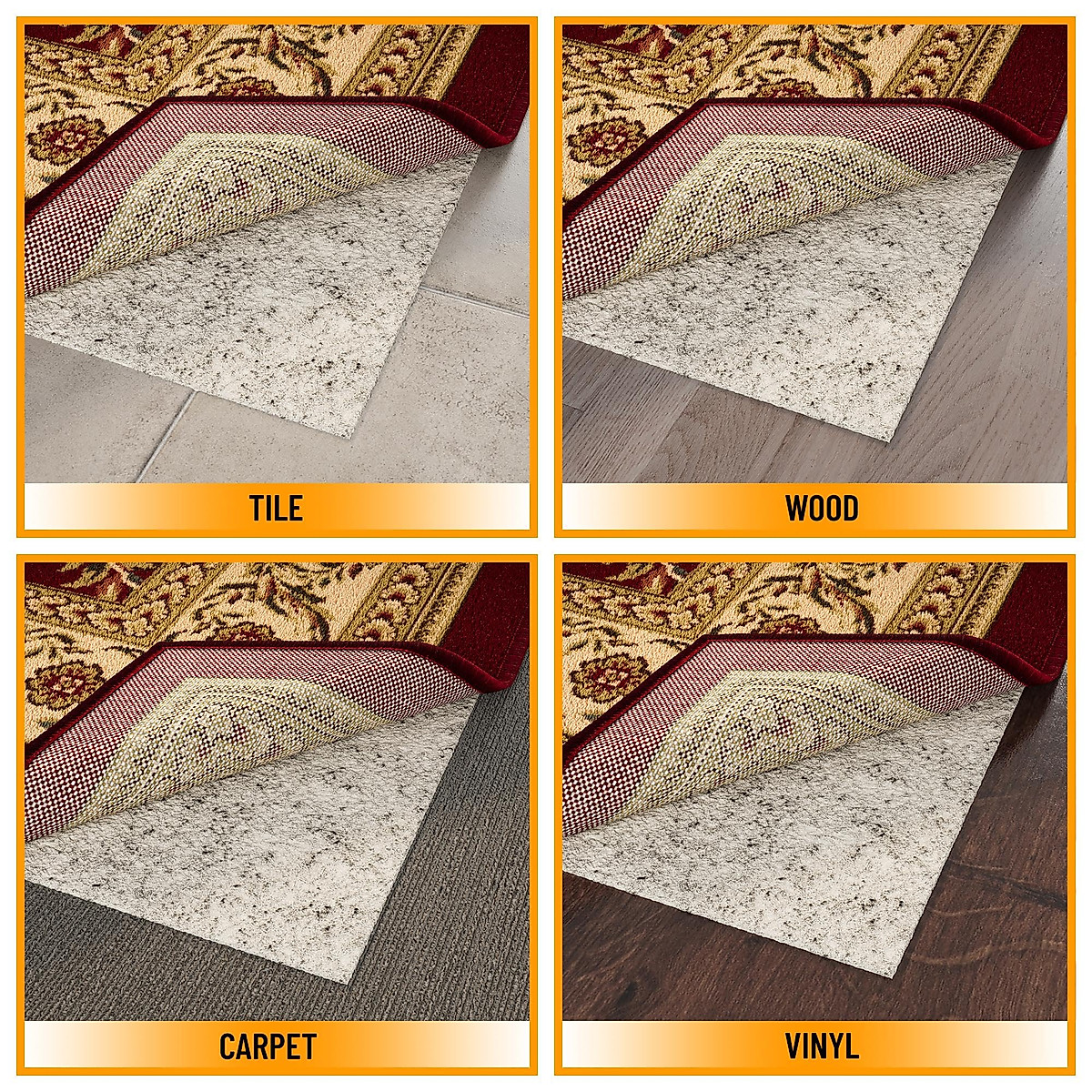 Ottomanson Non Slip Rug Pad Grip 3X10 1/8 Thick, Protection for Any Flooring Surface, Keep your Runner Rug and Area Rugs in place, 2'6'' x 9'11", Beige