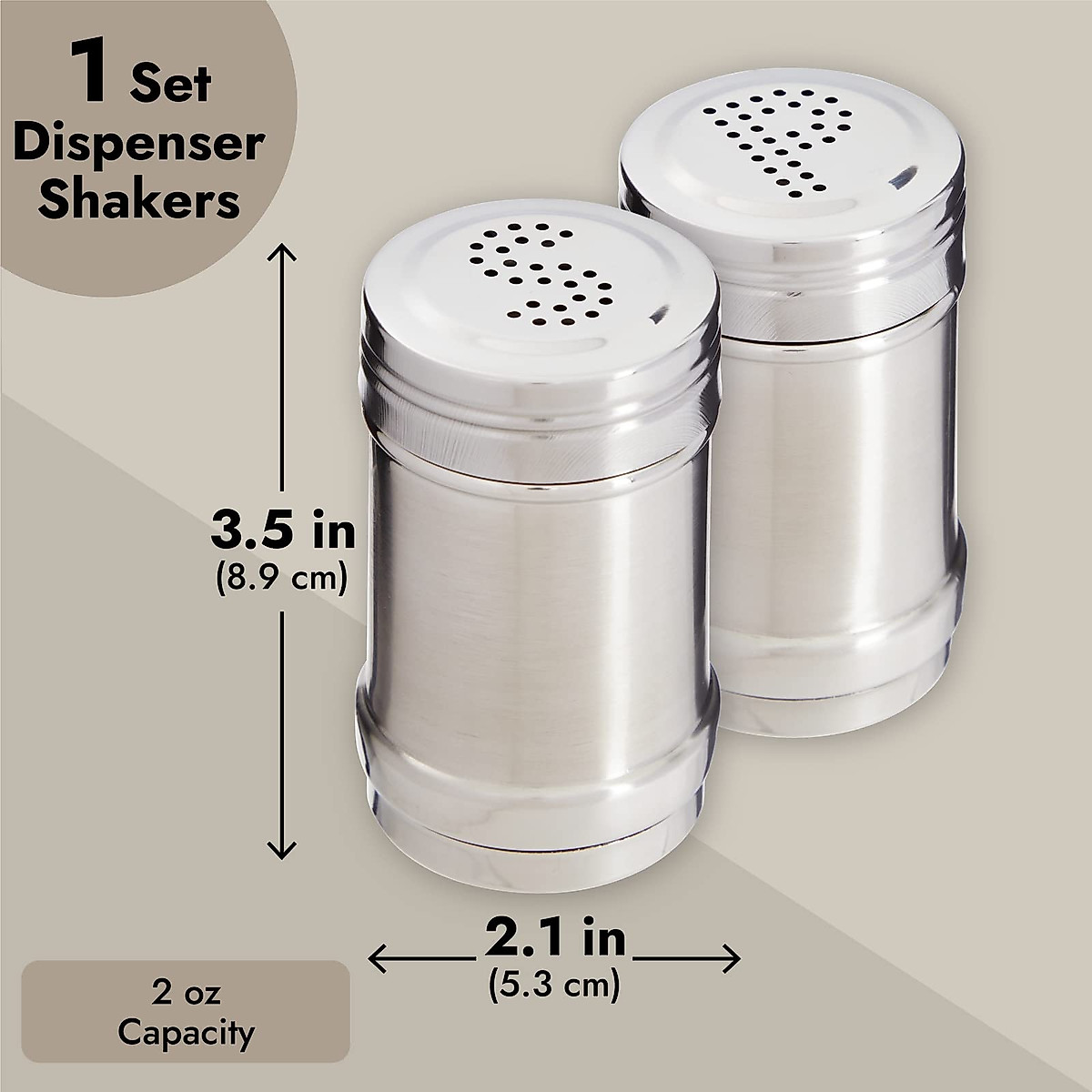 Juvale 2 Ounce Stainless Steel Metal Salt and Pepper Shakers for Kitchen Counter, Dinner Table, Condiments, and Cooking, Refillable, Perforated "S" and "P" Caps (3.5 in)