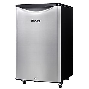 Danby DAR044A6BSLDBO 4.4 Cu.Ft. Outdoor Mini Fridge, IPX4-Rated Stainless Steel Look All Refrigerator for Patio, Cabana, Pool Bar, E-Star Rated, Spotless Steel