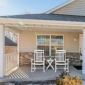 MAMIZO Soild Wood Outdoor Rocking Chair with High Back, Porch Rocking Chairs Oversized Easy to Assemble for Porch Garden, Lawn, Balcony, Backyard, Wooden Rocking Chair Outdoor and Indoor (White)