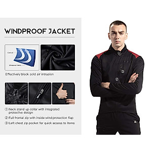 Santic Men's Cycling Bike Winter Jackets Windproof Fleece Thermal Warm UP Running Bike Bicycle Jacket Breathable Reflective Softshell Windbreaker