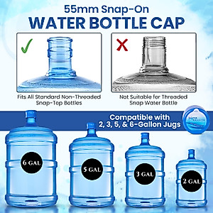 [10 Pack] USA Made 3 & 5 Gallon Water Bottle Caps - Spill Proof 5 Gallon Water Jug Cap fits 2, 3, 5, 6 Gallon Water Jugs - 5 Gallon Water Jug Lid - Lids for 5 Gallon Jug Cap, 3 Gallon Water Jug Cap