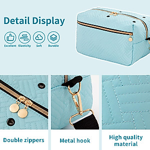 AGX Bravo Small Crochet Bag Organizer Knitting Bag Yarn Holder Storage Bag Crochet Hook Case for Women Crocheting Bags Organizer for 20x1.7oz Yarn Skeins and Crochet Knitting Accessories (Light Blue)