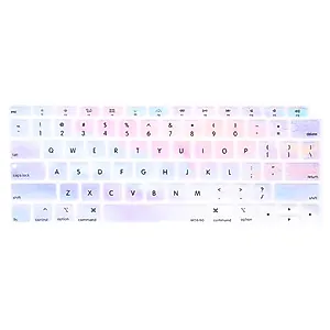 MOSISO Keyboard Cover Compatible with MacBook Air 13 inch 2019 2018 Release A1932 Retina Display with Touch ID, Waterproof Dust-Proof Protective Pattern Silicone Skin, Colorful Clouds