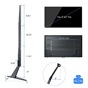 Universal TV Stand Table Top for 27 to 85 Inch LED LCD Flat Screen TV, Height Adjustable Leg Stand Holds up to 110lbs, VESA up to 1000x800mm (ML2785)
