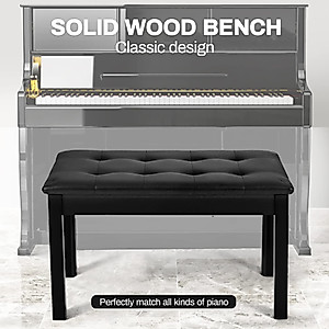 DEARJAG Piano Bench with Storage Piano Stool and Padded Cushion Wooden Duet Seat for Keyboard Piano Seat with Waterproof Non-Slip,Black