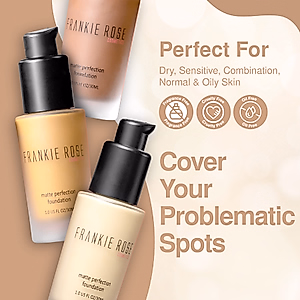 Frankie Rose Cosmetics Matte Perfection Foundation Makeup – Long-Lasting, Hydrating Foundation for Semi-Matte Finish - Foundation Full Coverage for All Skin Types - (Olive) 1.0 US fl oz / 30 ml
