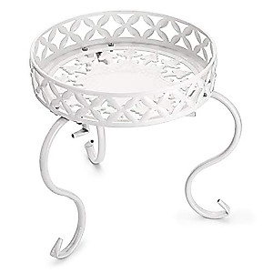 OwnMy Metal Round Plant Stand Rustproof Iron Flower Pot Holder, Modern Plant Stand Plant Display Potted Rack, Indoor Outdoor Plant Stand Heavy Duty Plant Holder for Home, Garden, Plant Lovers (White)
