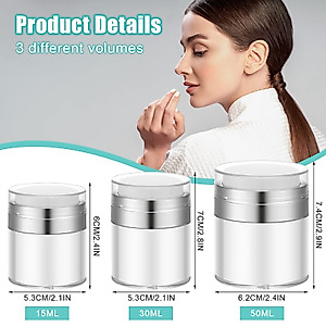 3 Pack Airless Pump Jar, Moisturizer Pump Container, Pump Moisturizer Container, Leak-proof Travel Containers for Thick Moisturizer, Skincare Cream, Travel Lotion Container（0.5oz /1oz /1.7oz）