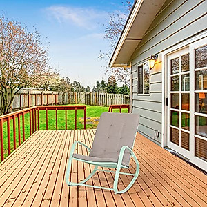 Sophia & William Outdoor Rocking Chairs Set of 2 Patio Metal Padded Rocker Chair Support 300lbs for Porch Balcony Deck Lawn Poolside and Indoor, Green