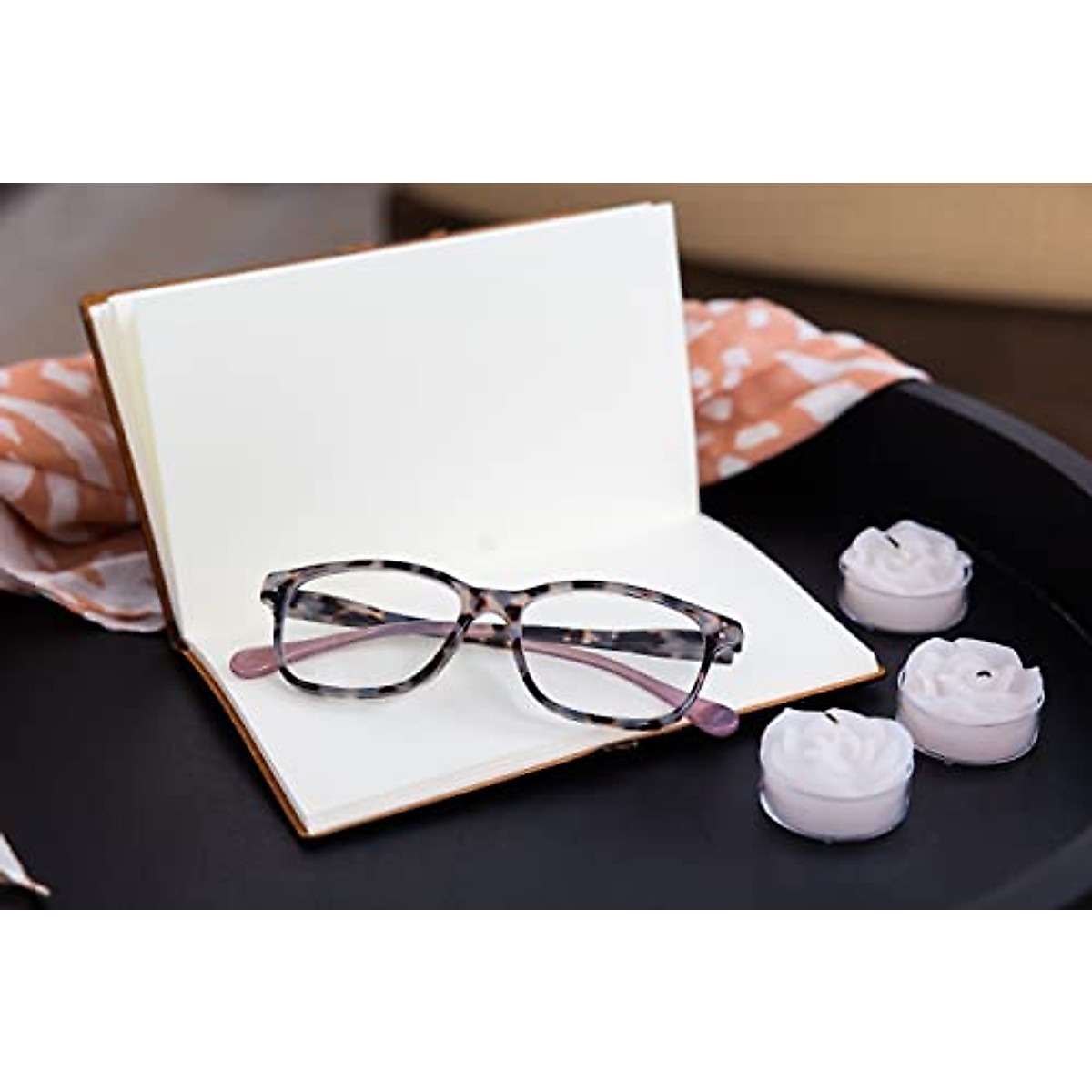 Peepers by PeeperSpecs Women's Nature Walk Soft Square Blue Light Blocking Reading Glasses, Gray Tortoise/Pink, 51 + 1.5