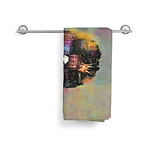 African American Black Girl Bubble Soft Guest Hand Towel Kitchen Towels Washcloths Bathroom Decor for Bathroom,Hotel,Gym and Spa Sport 15.7X27.5 Inch